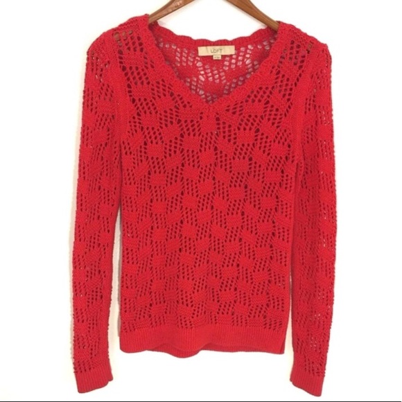 LOFT | Sweaters | Red Crochet Sweater | Poshmark